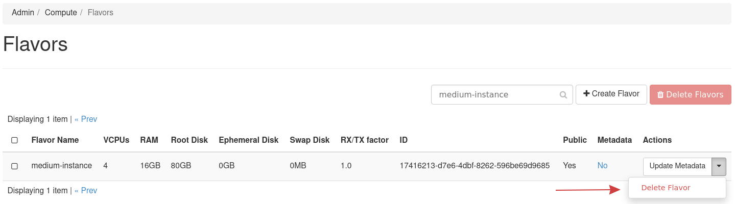 Manage Flavors in OpenStack | Openmetal Docs
